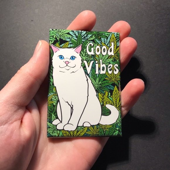 The Cloudy Corgi | Accents | Kitty Cannabis Handmade Magnet Good Vibes ...